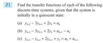 Solved 21 Find the transfer functions of each of the | Chegg.com