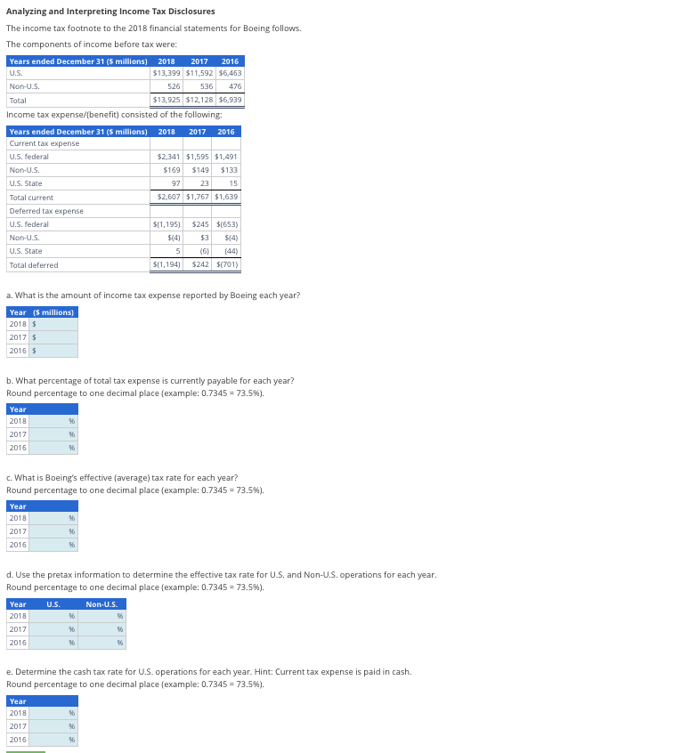 Analyzing and Interpreting Income Tax DisclosuresThe | Chegg.com