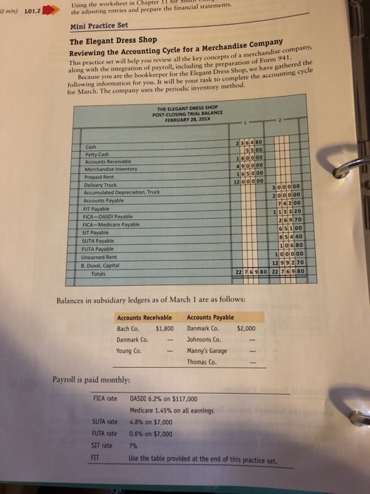 In College accounting 13th edition, mini practice set | Chegg.com