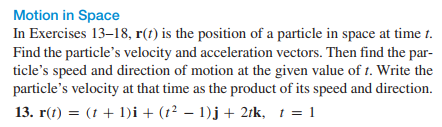 Solved Motion in Space In Exercises 13-18, r(t) is the | Chegg.com