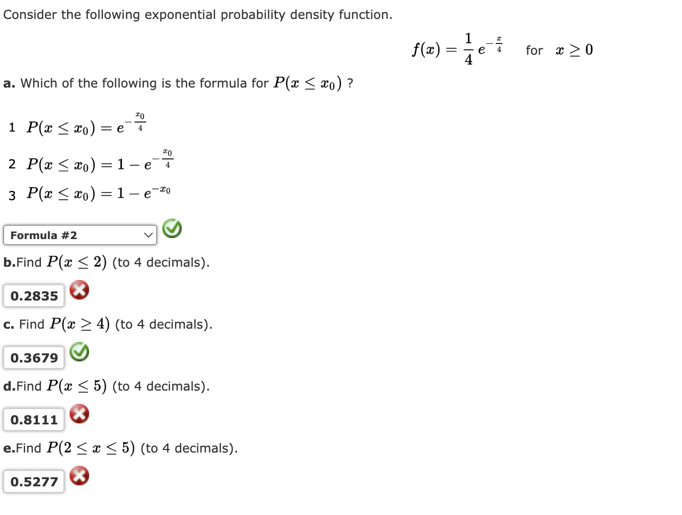 Solved Consider the following exponential probability | Chegg.com