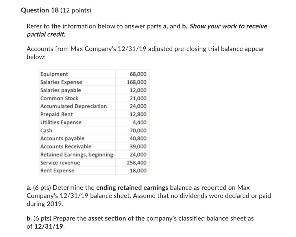 Solved Refer to the information below to answer parts a. and | Chegg.com