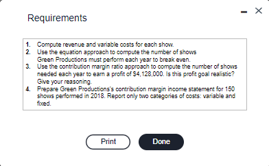 Solved Requirements 1. Compute revenue and variable costs | Chegg.com