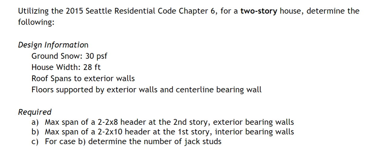 Utilizing the 2015 Seattle Residential Code Chapter | Chegg.com