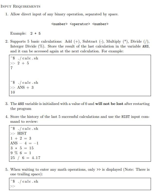 Solved 2. Supports 5 basic calculations: Add (+), Subtract | Chegg.com