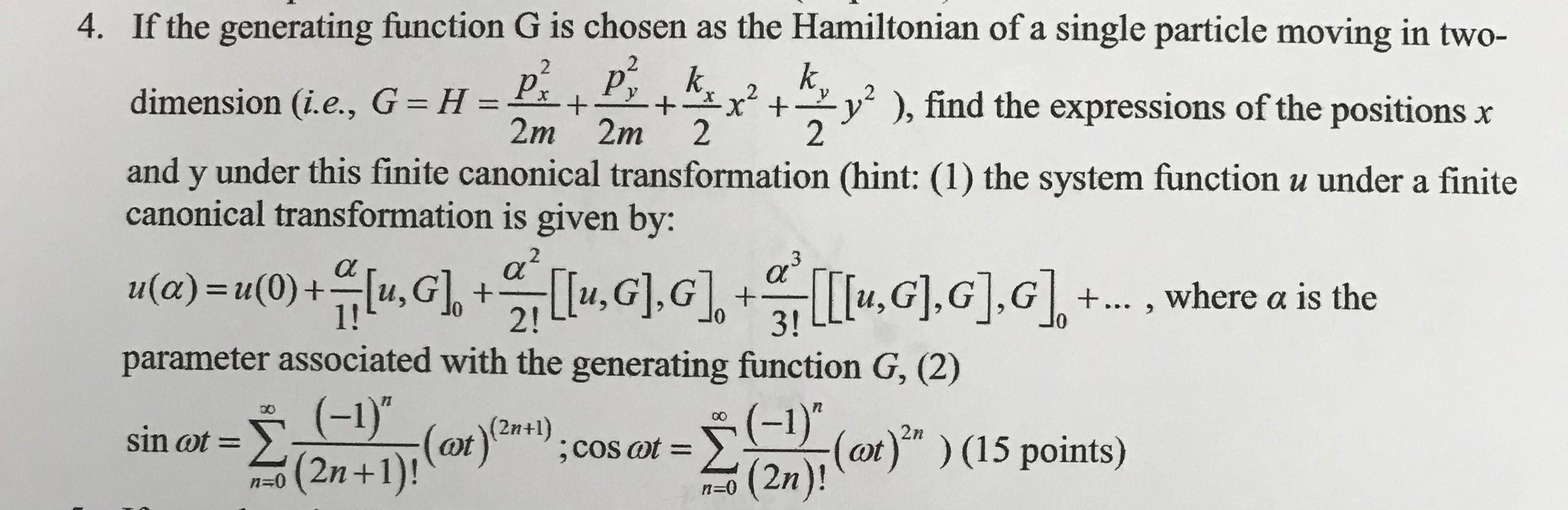+*x 2 + 4. If the generating function G is chosen as | Chegg.com