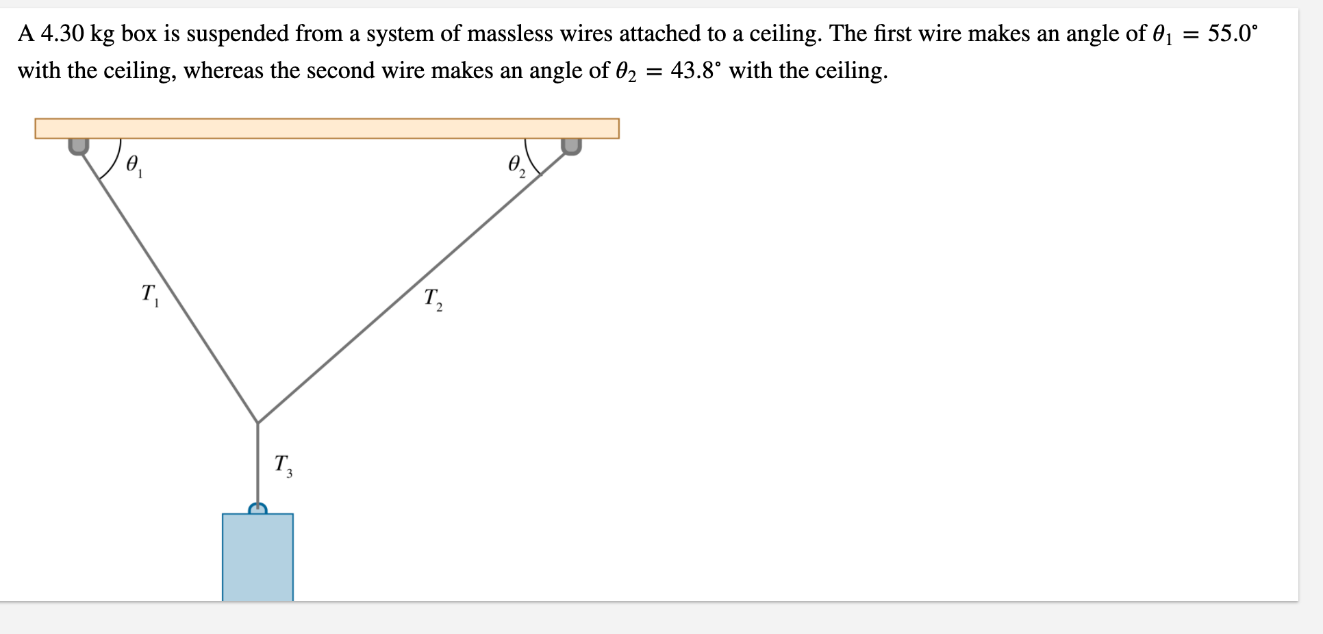 Solved A 4.30 kg box is suspended from a system of massless | Chegg.com