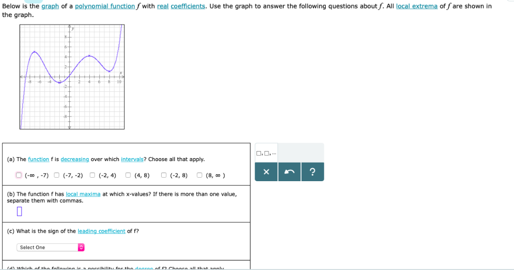 Solved (a) The function f is decreasing over which | Chegg.com