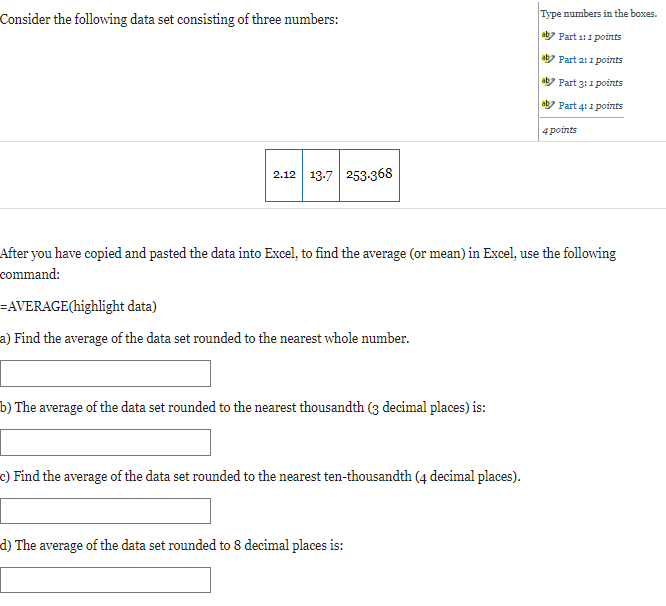 Solved Consider the following data set consisting of three | Chegg.com