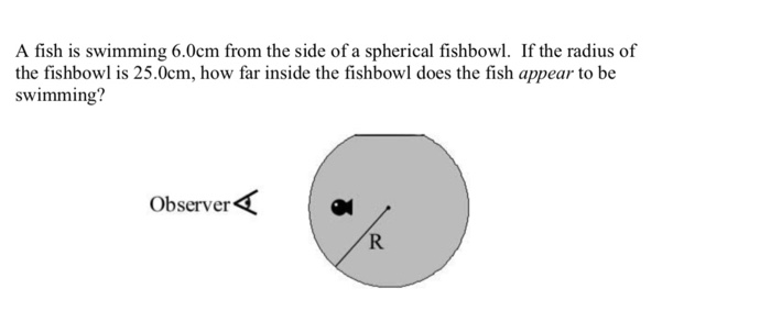 Solved A fish is swimming 6.0cm from the side of a spherical | Chegg.com