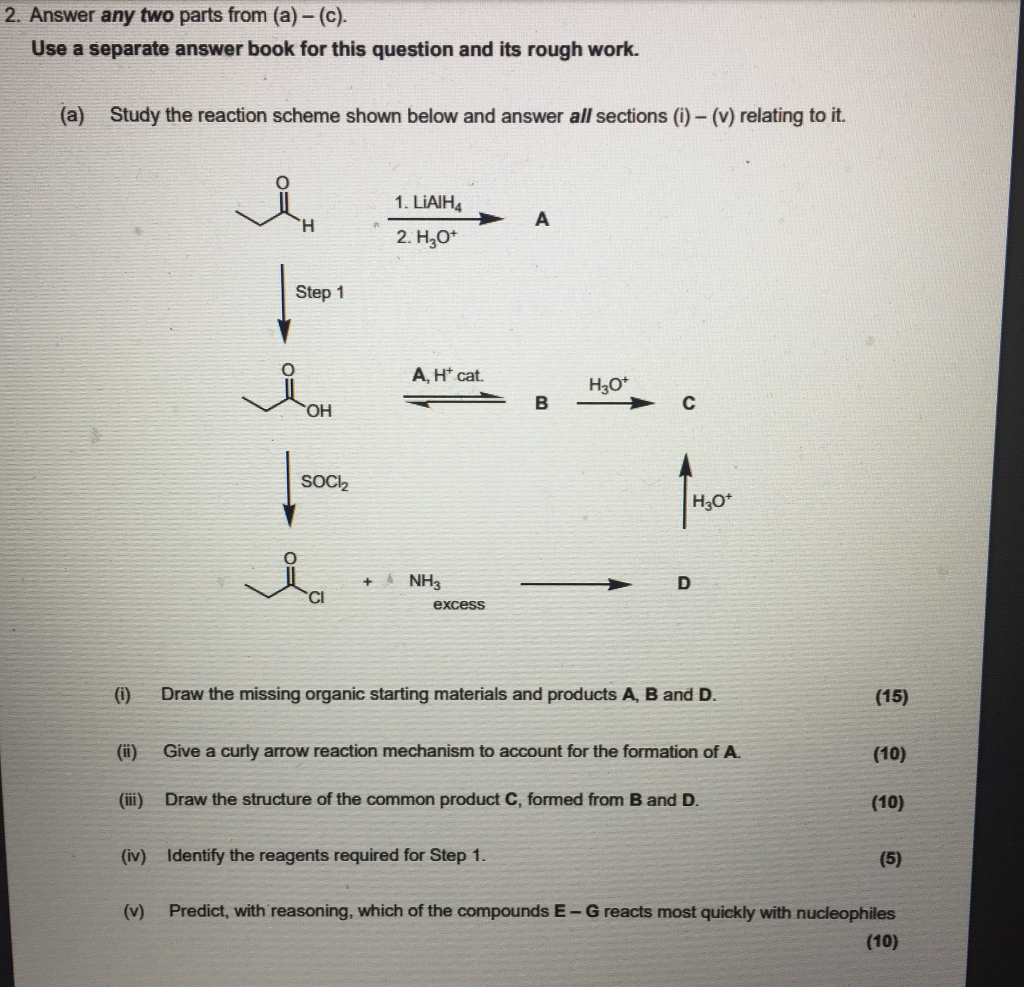 Solved 2. Answer any two parts from (a) - (c). Use a | Chegg.com