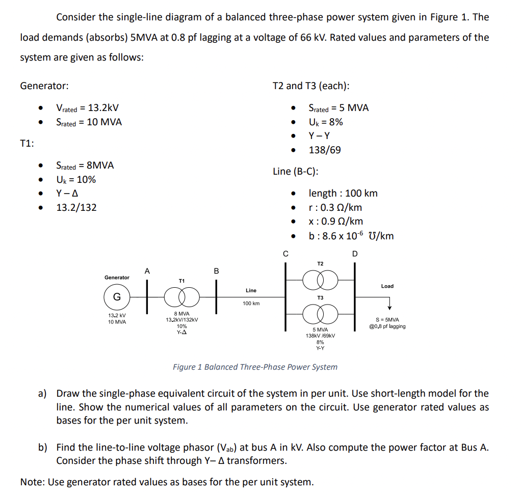 Solved Consider the single-line diagram of a balanced | Chegg.com