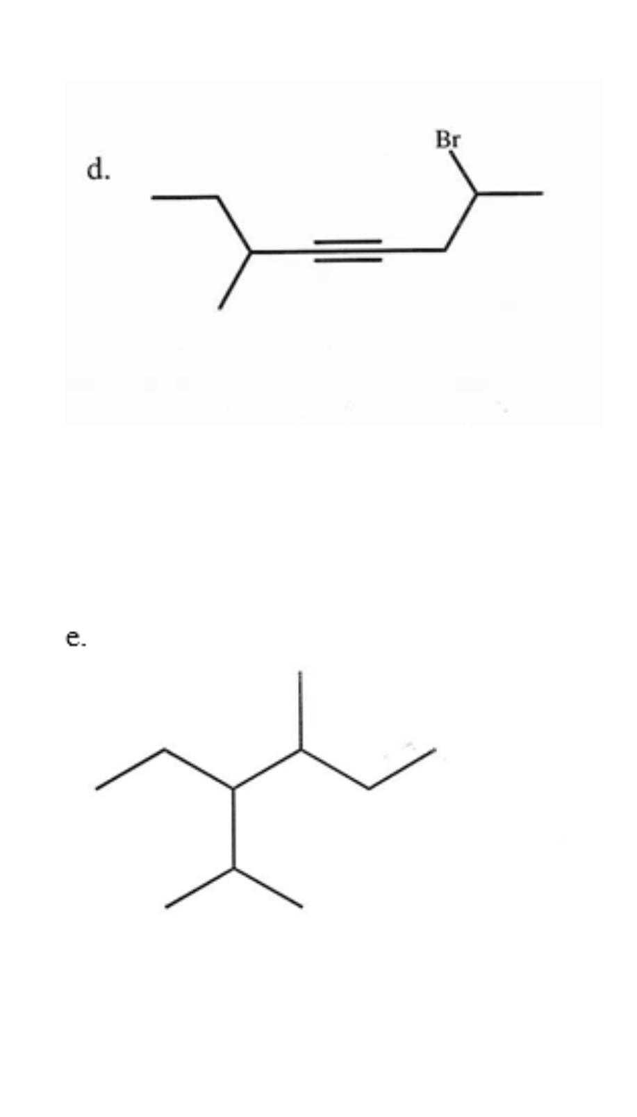 Solved Question 2: Name the following compounds a. d. e. | Chegg.com