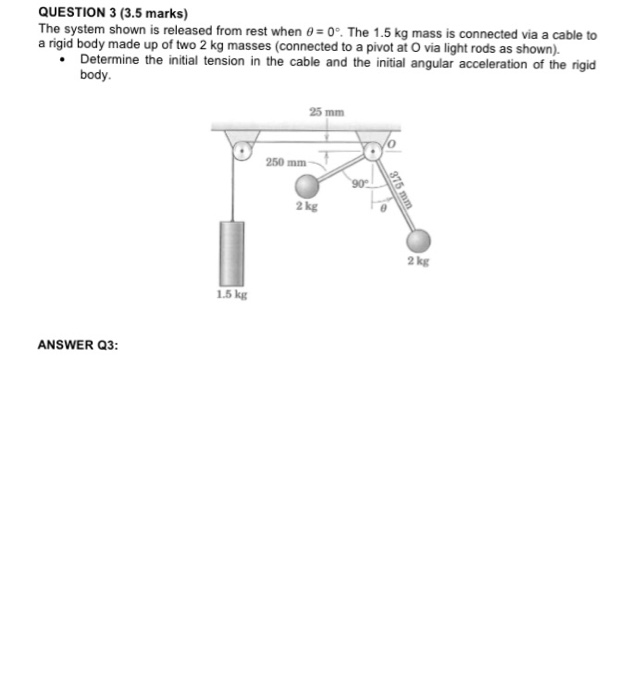 Solved The system shown is released from rest when theta = 0 | Chegg.com