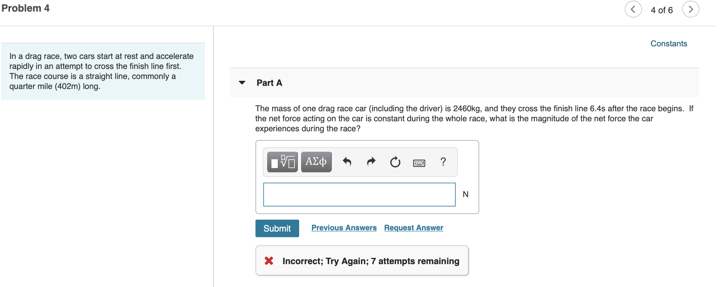 Solved Problem 4 ♡ 4 of 6 > Constants In a drag race, two | Chegg.com