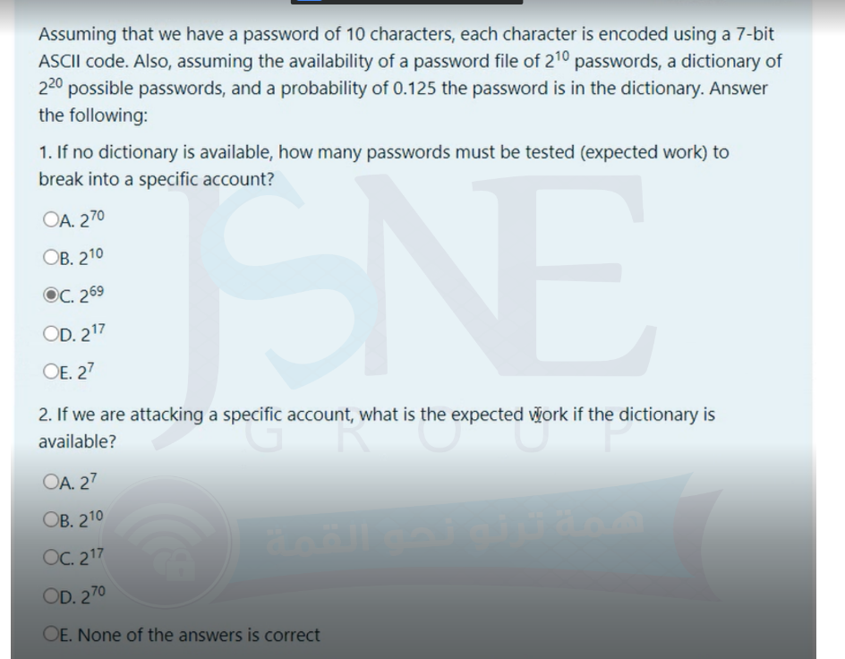 Solved Assuming that we have a password of 10 characters, | Chegg.com