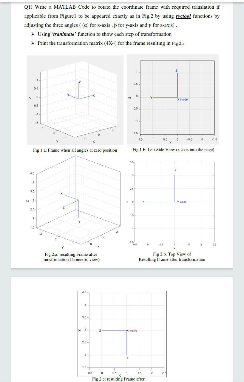 Q1) Write a MATLAB Code to rotate the coordinate | Chegg.com