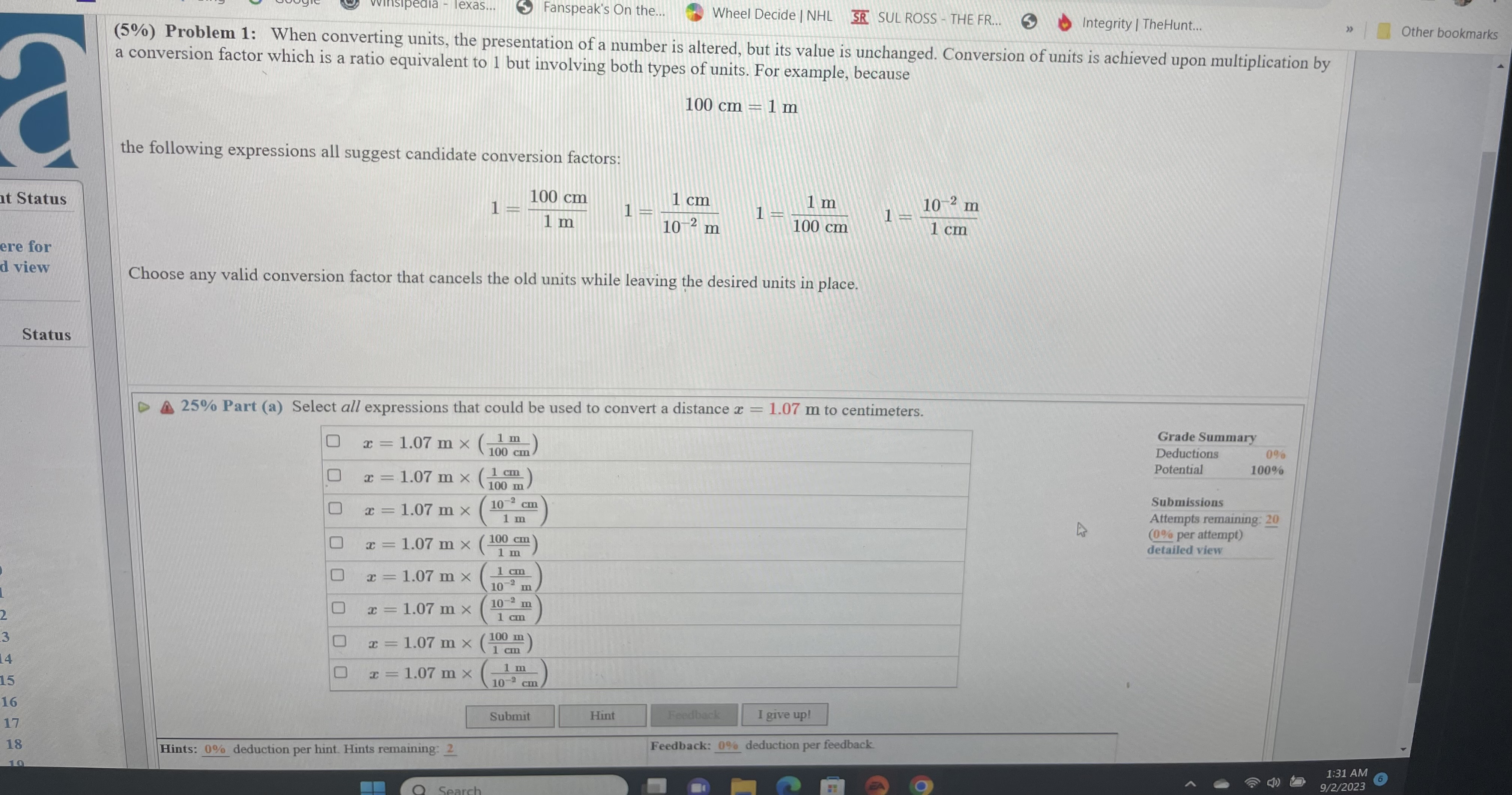 Solved (5\%) Problem 1: When converting units, the | Chegg.com