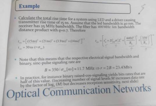 Example • Calculate the total rise time for a system | Chegg.com