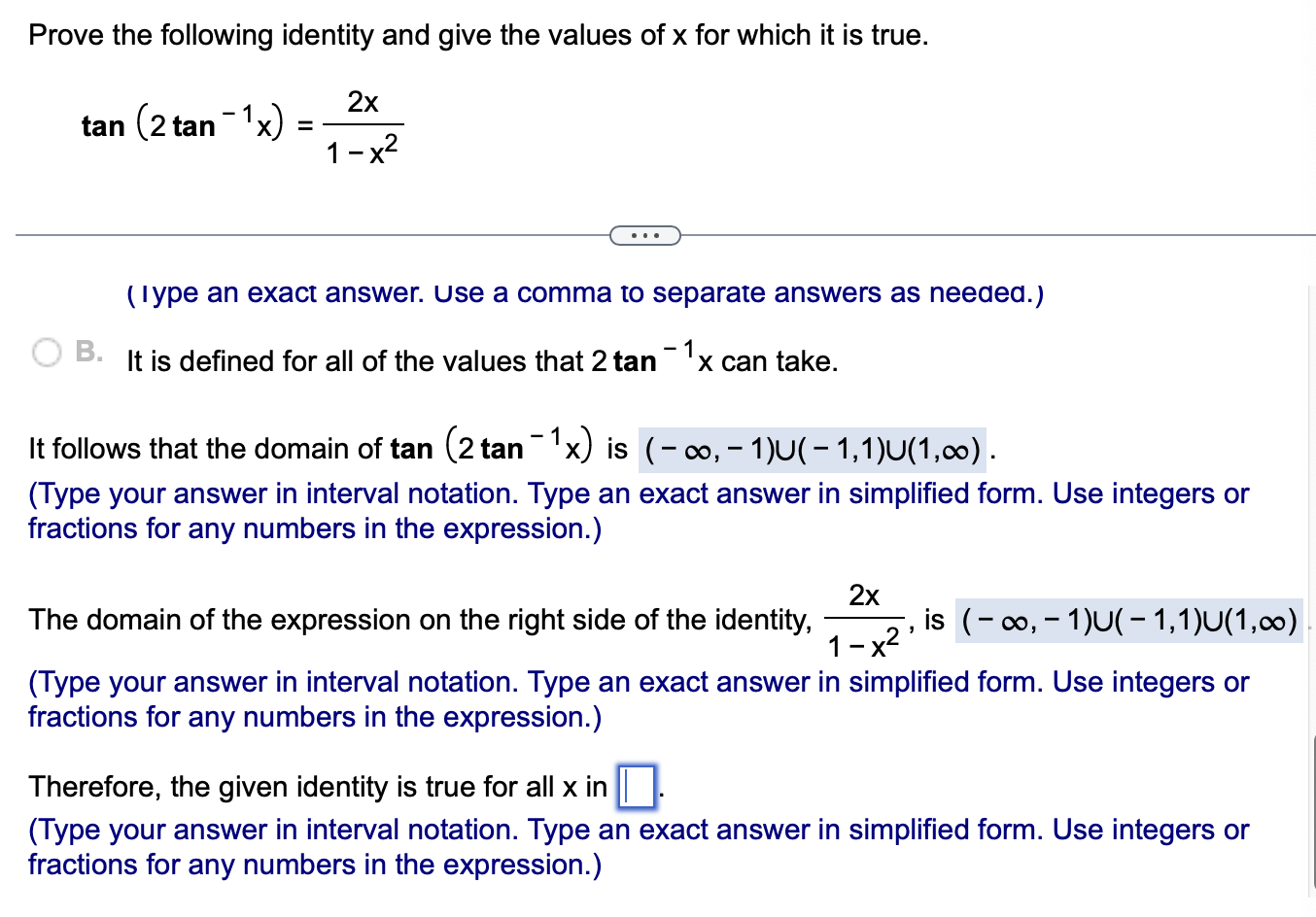 Solved Therefore, the given identity is true for all x | Chegg.com