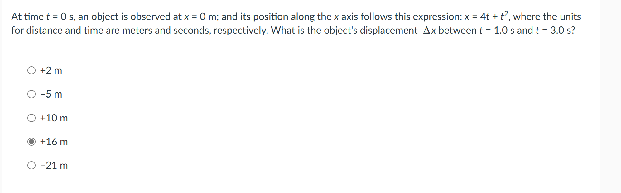 Solved At time t=0 s, an object is observed at x=0 m; and | Chegg.com