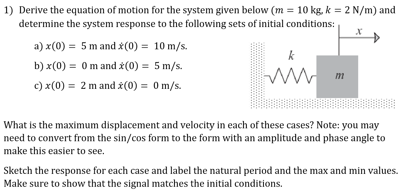 Solved 1) Derive the equation of motion for the system given | Chegg.com