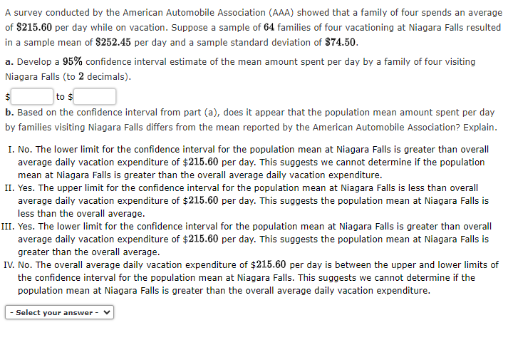 Solved A survey conducted by the American Automobile | Chegg.com