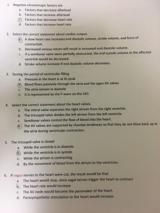 Solved 1. Negative chronotropic factors are a. Factors that | Chegg.com