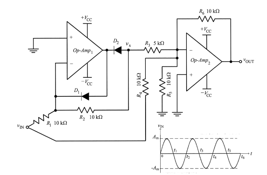 Solved Rς 10 kΩ +Vcc + VC D2 VX Rz 5k22 Op-Amp, M Op-Amp2 | Chegg.com