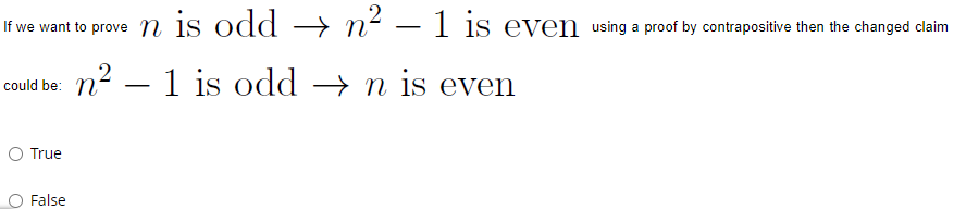 Solved If we want to prove n is odd + n2 – 1 is even using a | Chegg.com