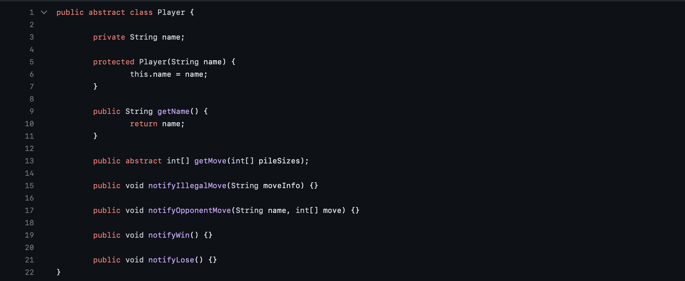 Solved @override public void notifyopponentMove(String name, | Chegg.com