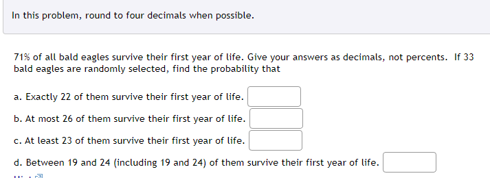 Solved In this problem, round to four decimals when | Chegg.com