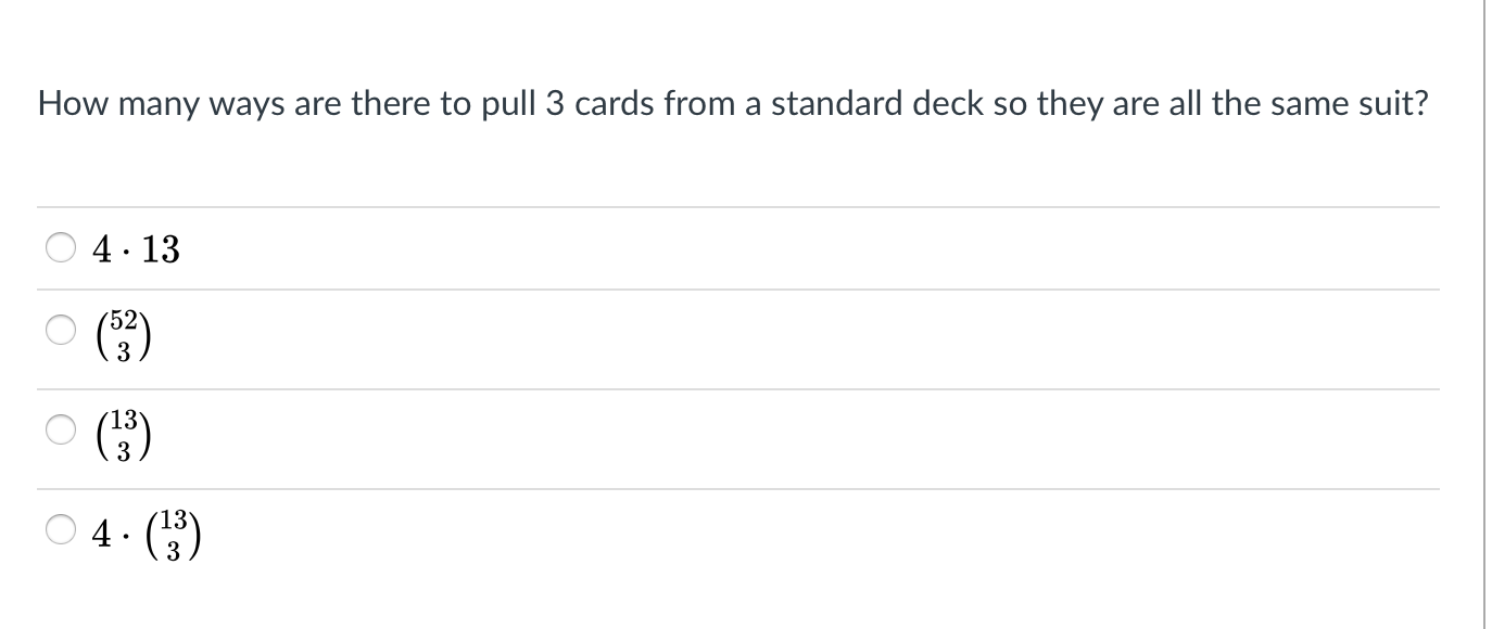 Solved How many ways are there to pull 3 cards from a | Chegg.com