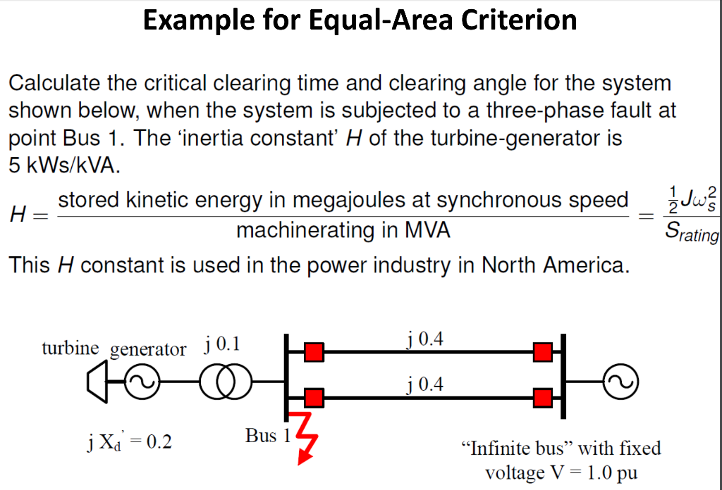 Solved Example for Equal-Area Criterion Calculate the | Chegg.com