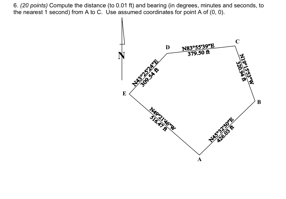 Solved 6. (20 ﻿points) ﻿Compute the distance (to 0.01 ﻿ft ) | Chegg.com