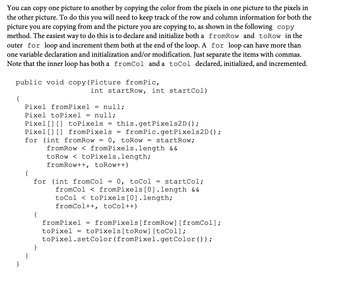 You can copy one picture to another by copying the | Chegg.com