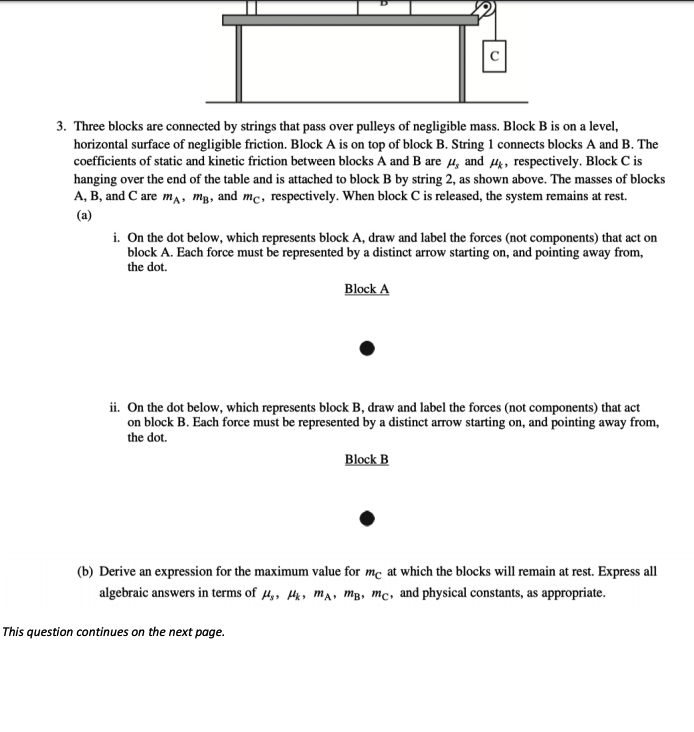 Solved A String 1 String 2 B 3 Three Blocks Are Connected 
