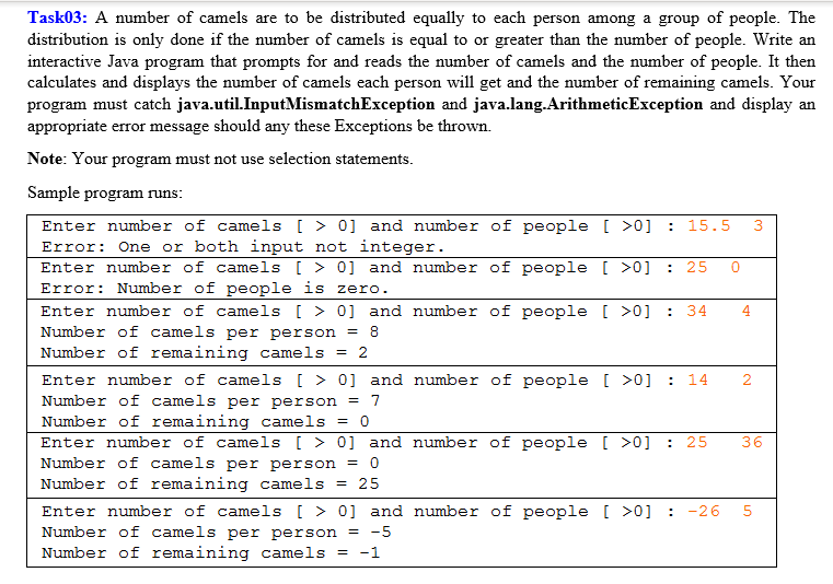 Solved Task03: A number of camels are to be distributed | Chegg.com