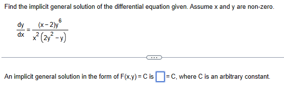 Solved Find the implicit general solution of the | Chegg.com