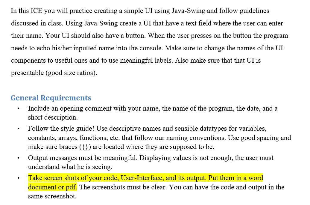 Solved In this ICE you will practice creating a simple UI | Chegg.com