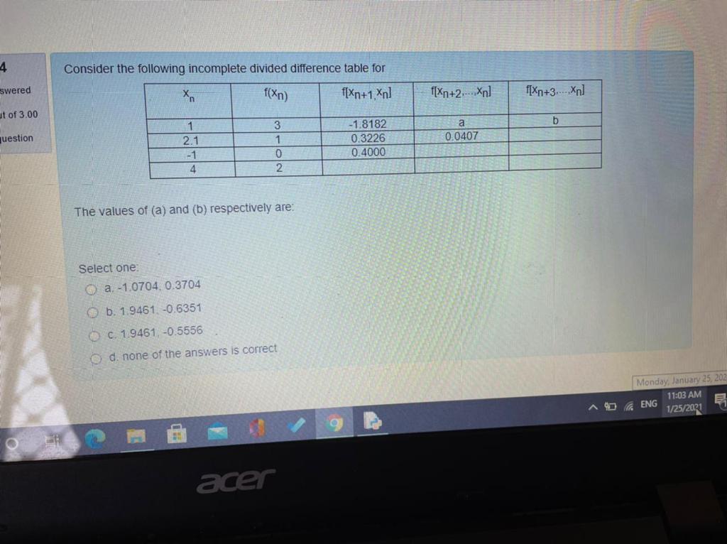 Solved 4 Consider the following incomplete divided | Chegg.com