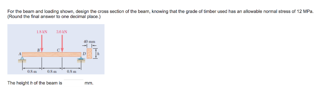 Solved For the beam and loading shown, design the cross | Chegg.com