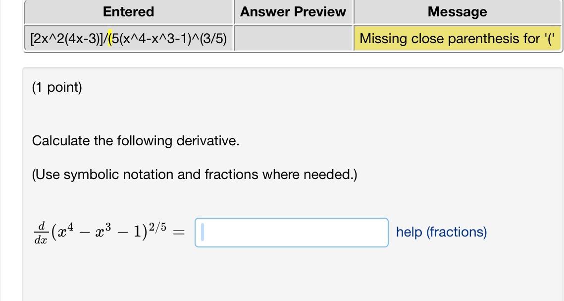 Solved Calculate the following derivative. (Use symbolic | Chegg.com