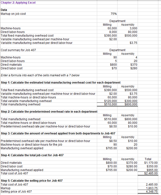2. Change the total fixed manufacturing overhead cost | Chegg.com