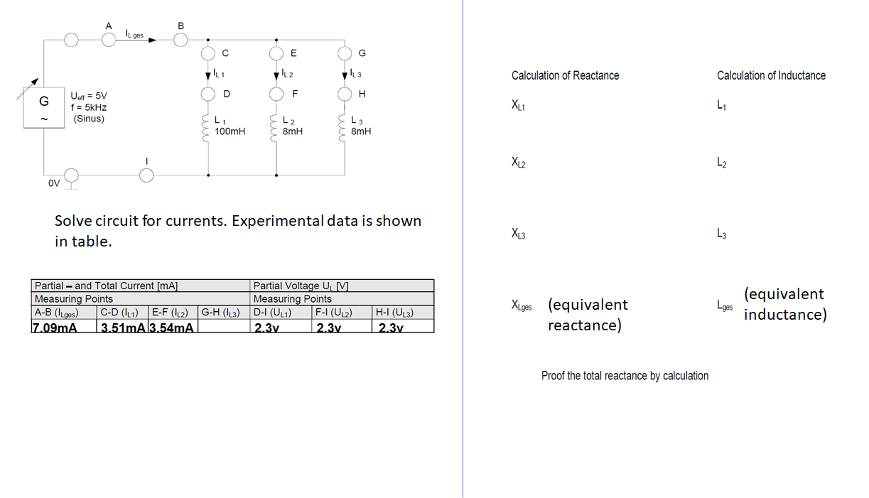 Solved Solve circuit for currents. Experimental data is | Chegg.com