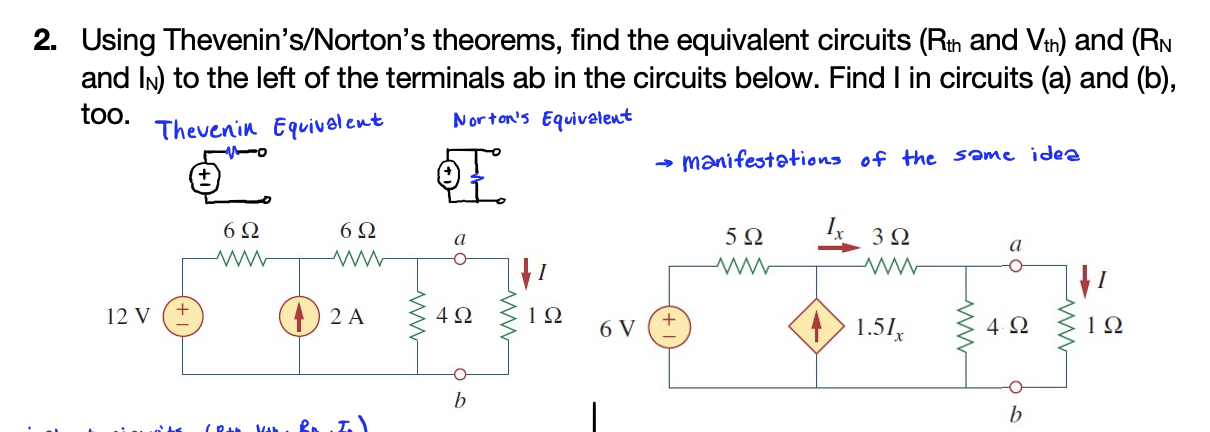 Solved 2. Using Thevenin's/Norton's theorems, find the | Chegg.com