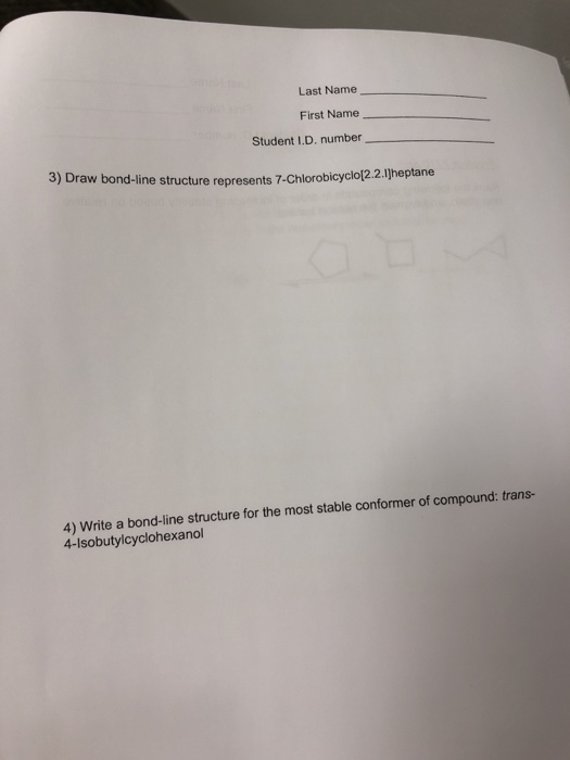 Solved Last Name First Name Student I.D. number 3) Draw | Chegg.com