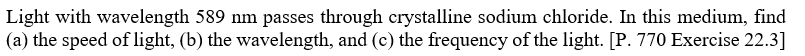 Solved Light with wavelength 589 nm passes through | Chegg.com