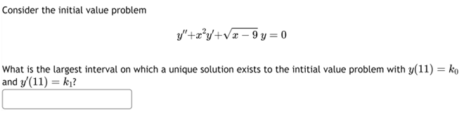 Solved Consider the initial value problem y′′+x2y′+x−9y=0 | Chegg.com