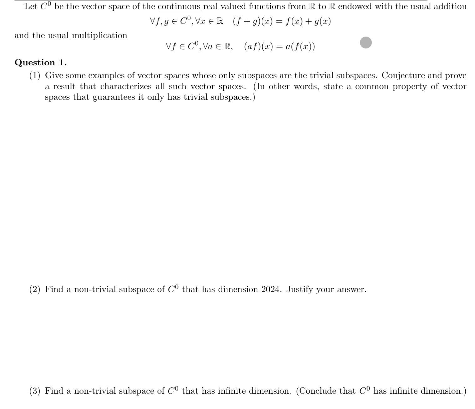Solved Let C0 ﻿be the vector space of the continuous real | Chegg.com